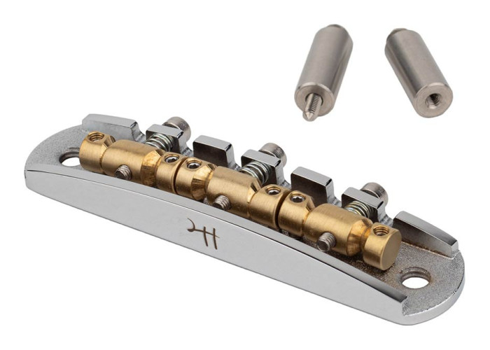 Halon offset guitar bridge, metric posts, chrome gloss 1060 steel ...