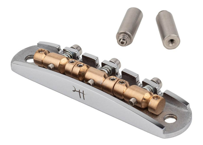 Halon offset guitar bridge, metric posts, chrome gloss 1060 steel ...